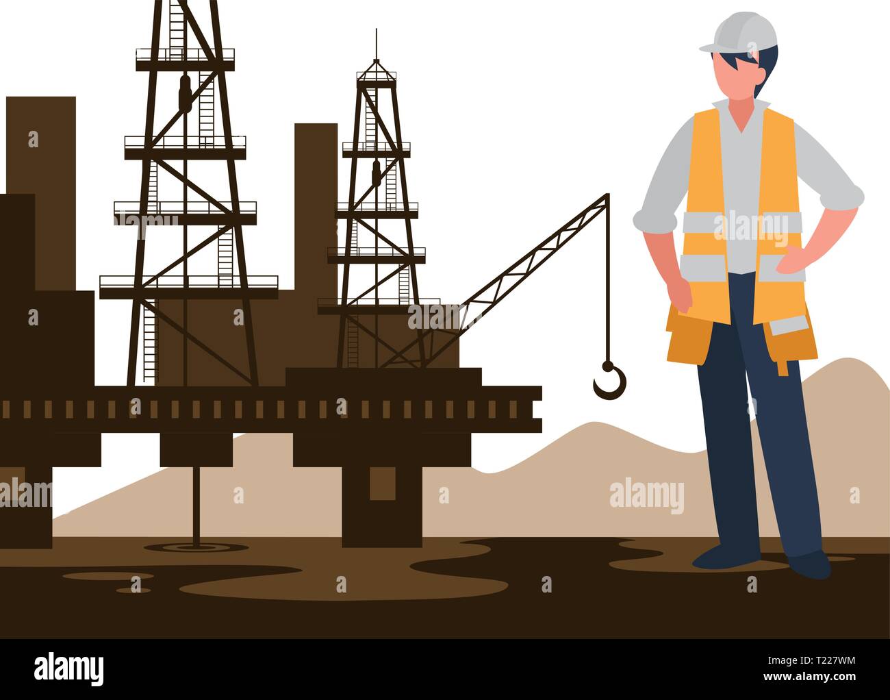 oil industry worker avatar character vector illustration design Stock ...