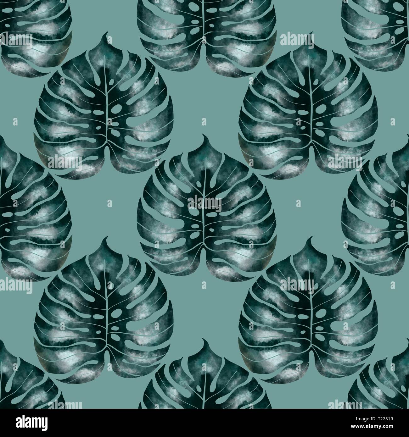 Jungle monstera leaf seamless pattern Stock Photo - Alamy