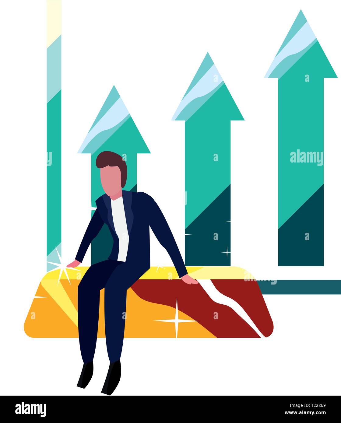 businessman gold bar diagram business vector illustration vector ...