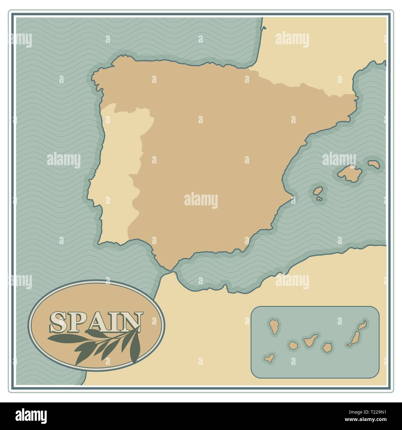 Retro spain map hi-res stock photography and images - Alamy