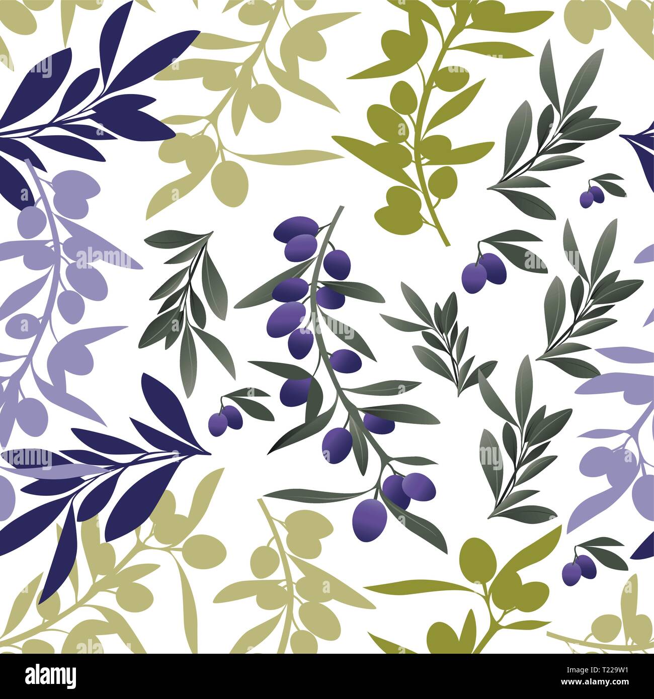 Seamless pattern of olive branches. Mediterranean culture symbol Stock ...