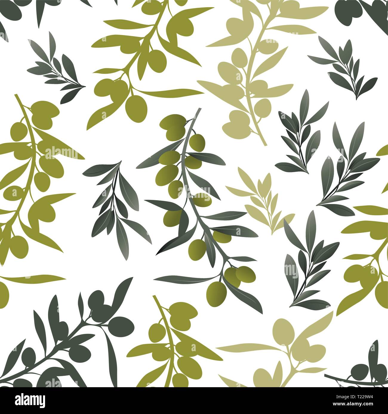 Seamless pattern of olive branches. Mediterranean culture symbol Stock ...