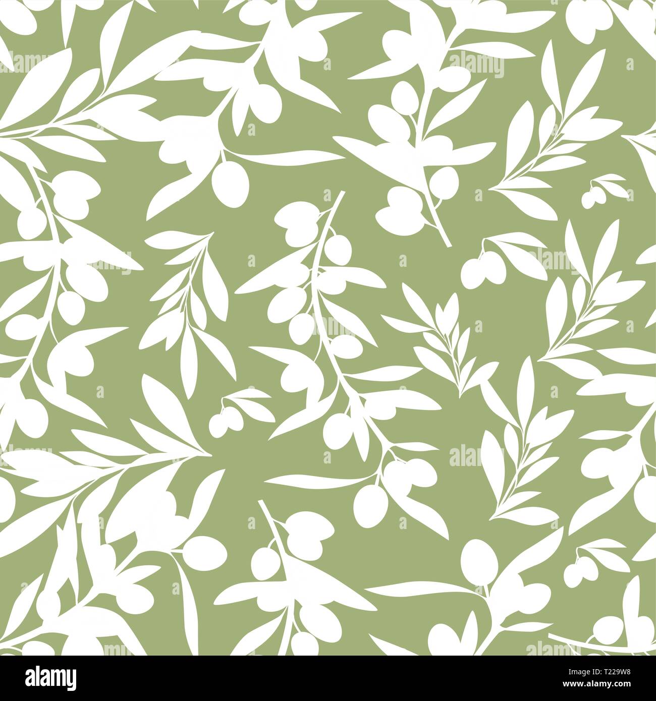Seamless pattern of olive branches. Mediterranean culture symbol Stock ...