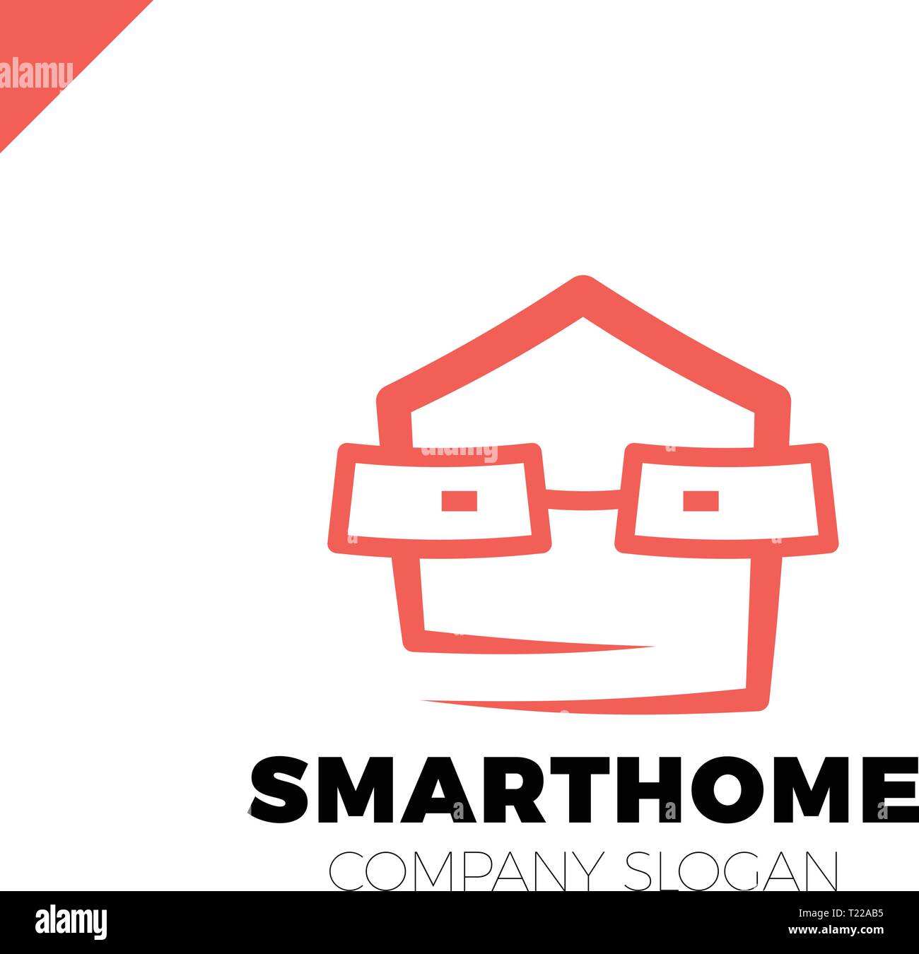 Smart Home Logo Design Template. Vector Illustration head with glass ...