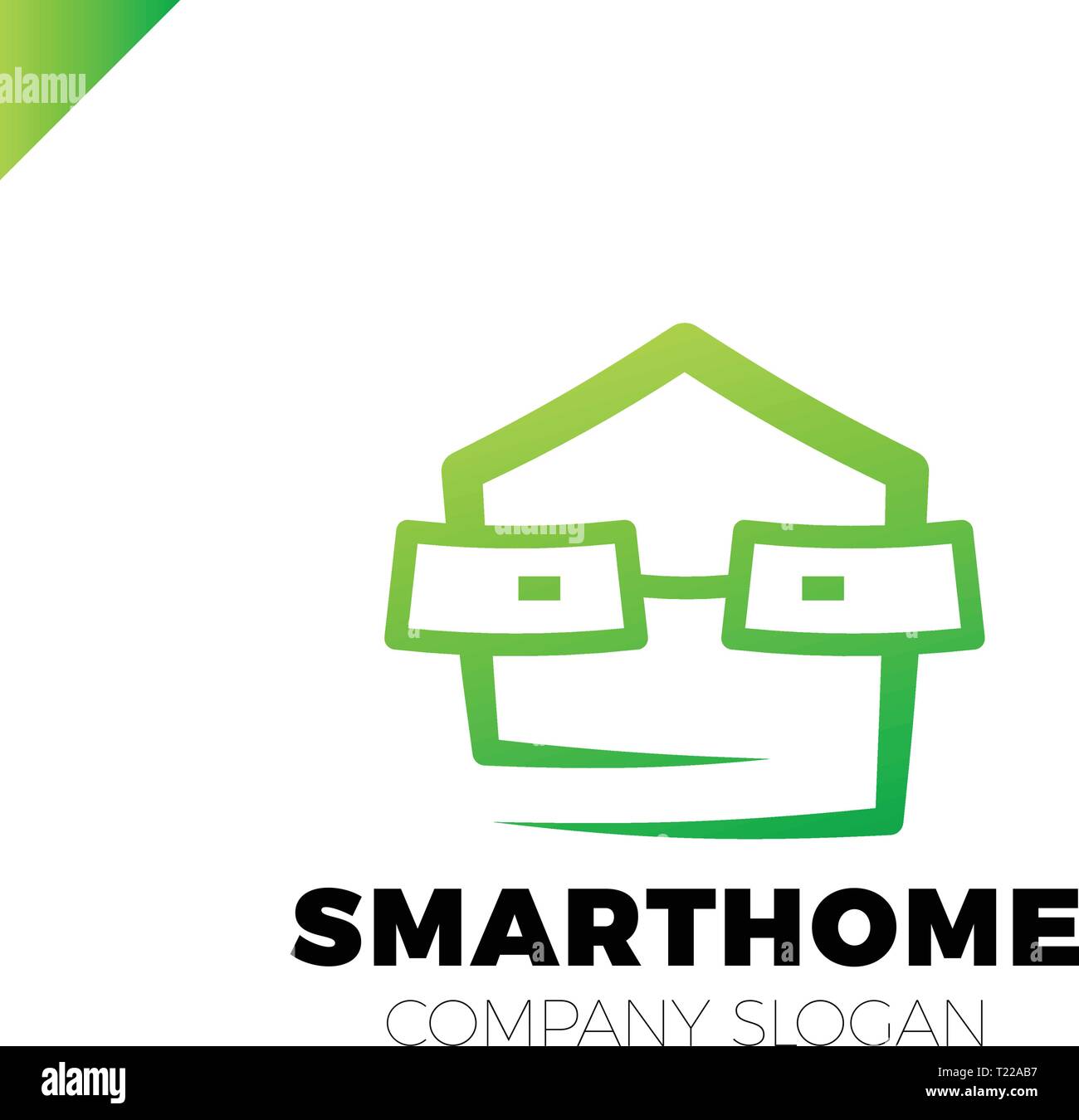 Smart Home Logo Design Template. Vector Illustration head with glass ...