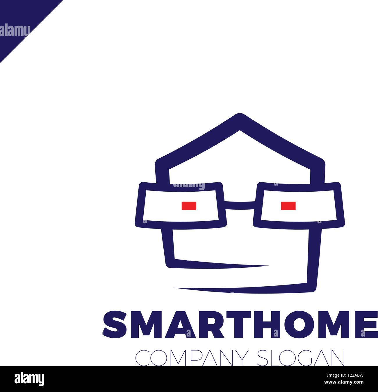 Smart Home Logo Design Template. Vector Illustration head with glass ...