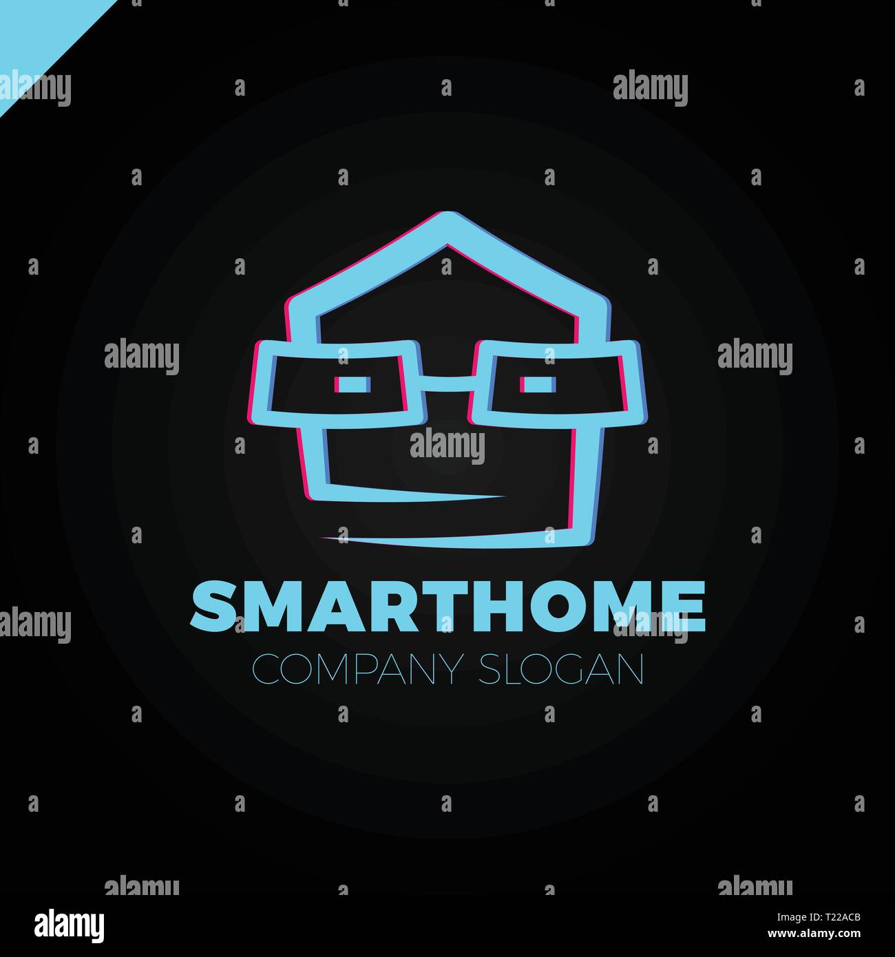 Smart Home Logo Design Template. Vector Illustration head with glass ...