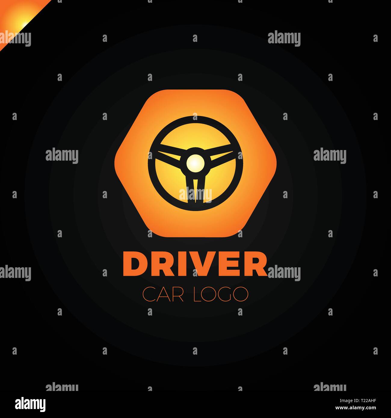 Steering wheel in hexagon icon logotype. Driver abstract symbol logo ...