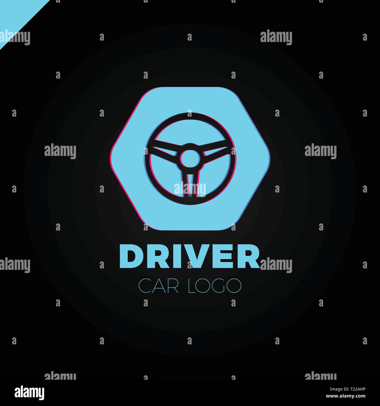 Steering wheel in hexagon icon logotype. Driver abstract symbol logo ...