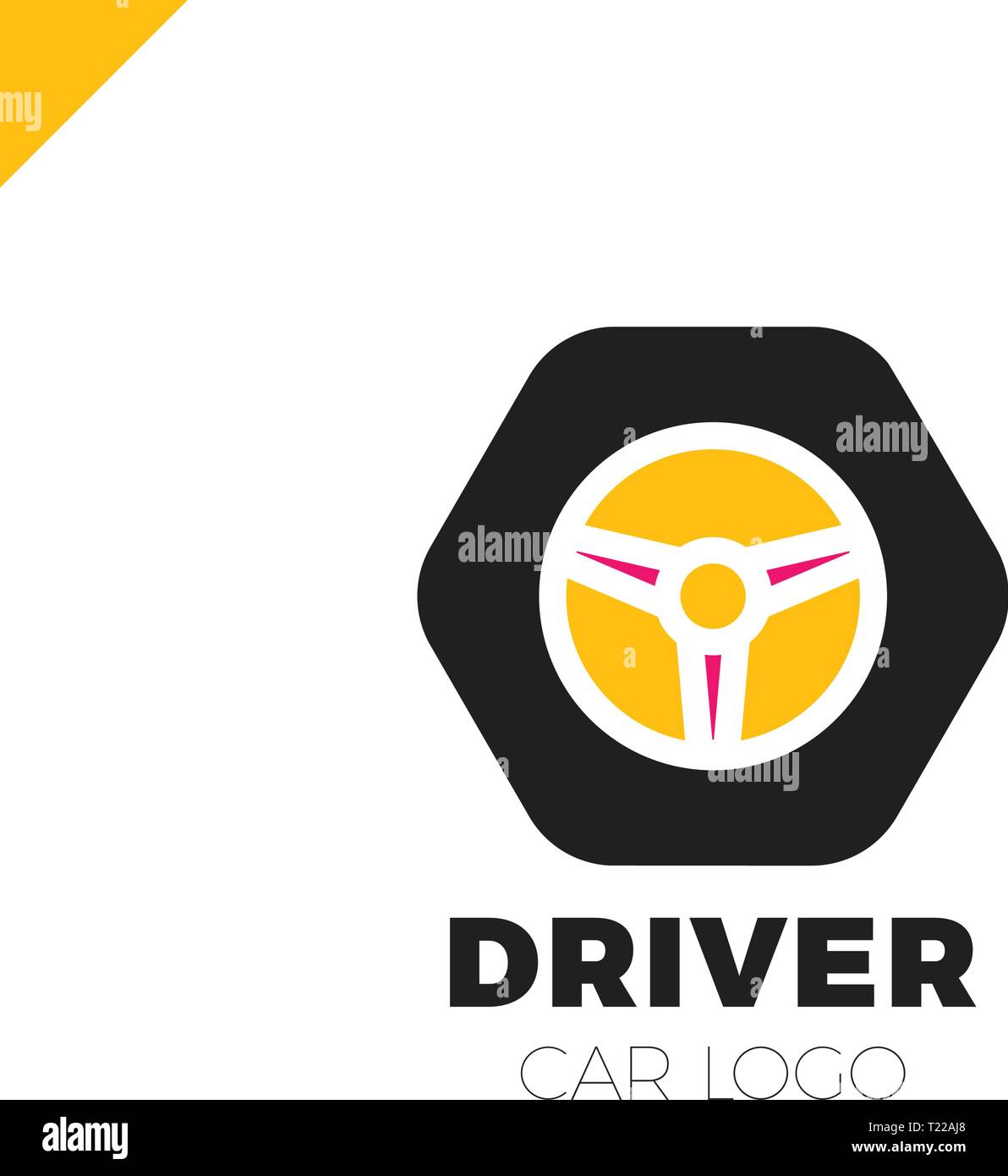 Steering wheel in hexagon icon logotype. Driver abstract symbol logo ...