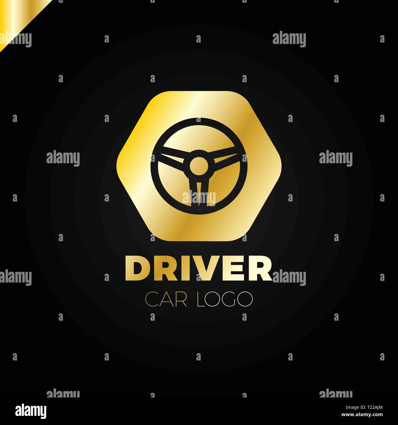 Steering wheel in hexagon icon logotype. Driver abstract symbol logo ...