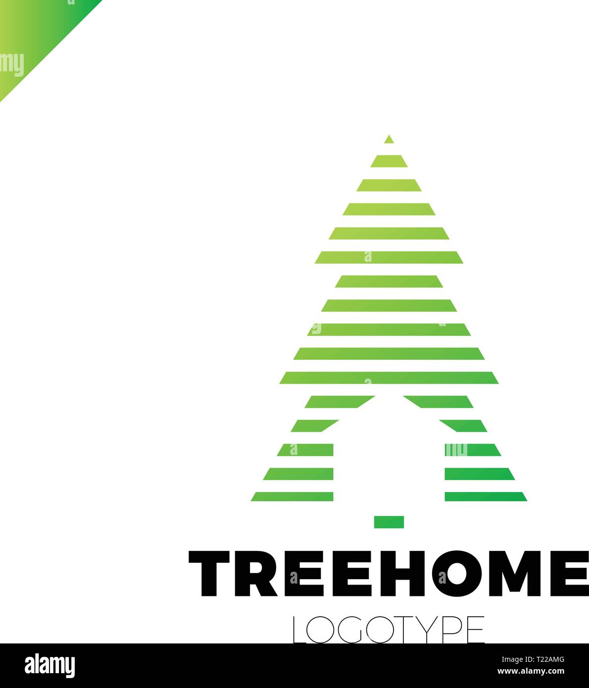 New Year or Christmas Tree in line style with home logo. Negative space ...
