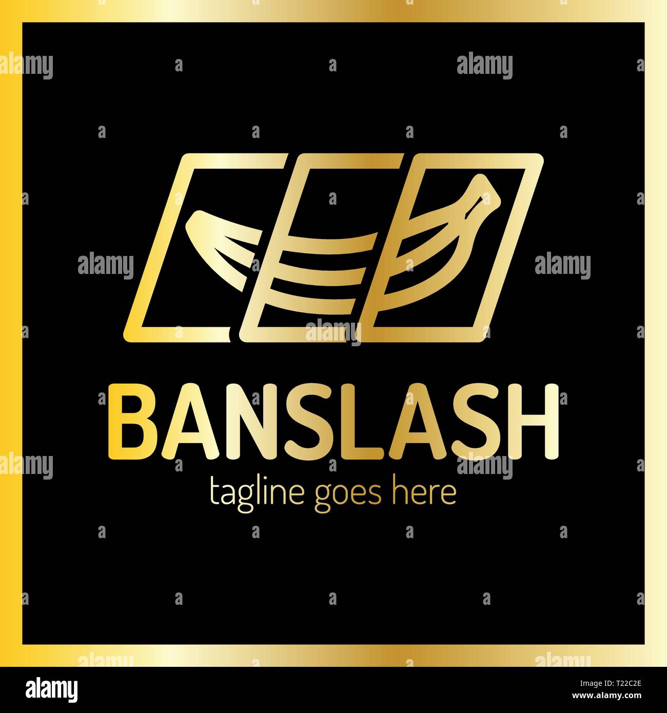 Banana Slash Media Slider Logotype. Luxury, royal metal gold Stock ...