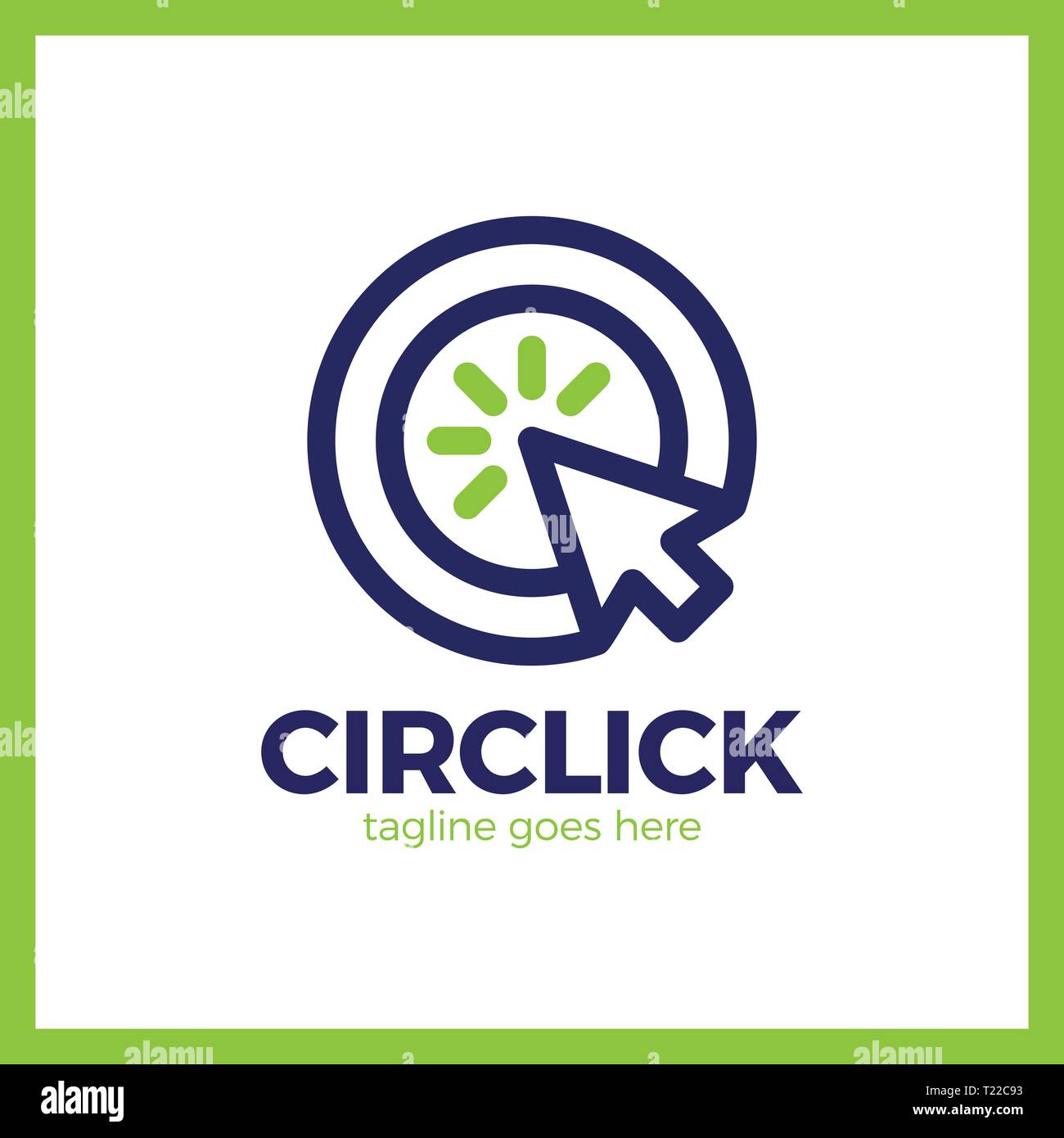 Circle Arrow Click Logo. Line Mouse cursor Logotype Stock Vector Image ...