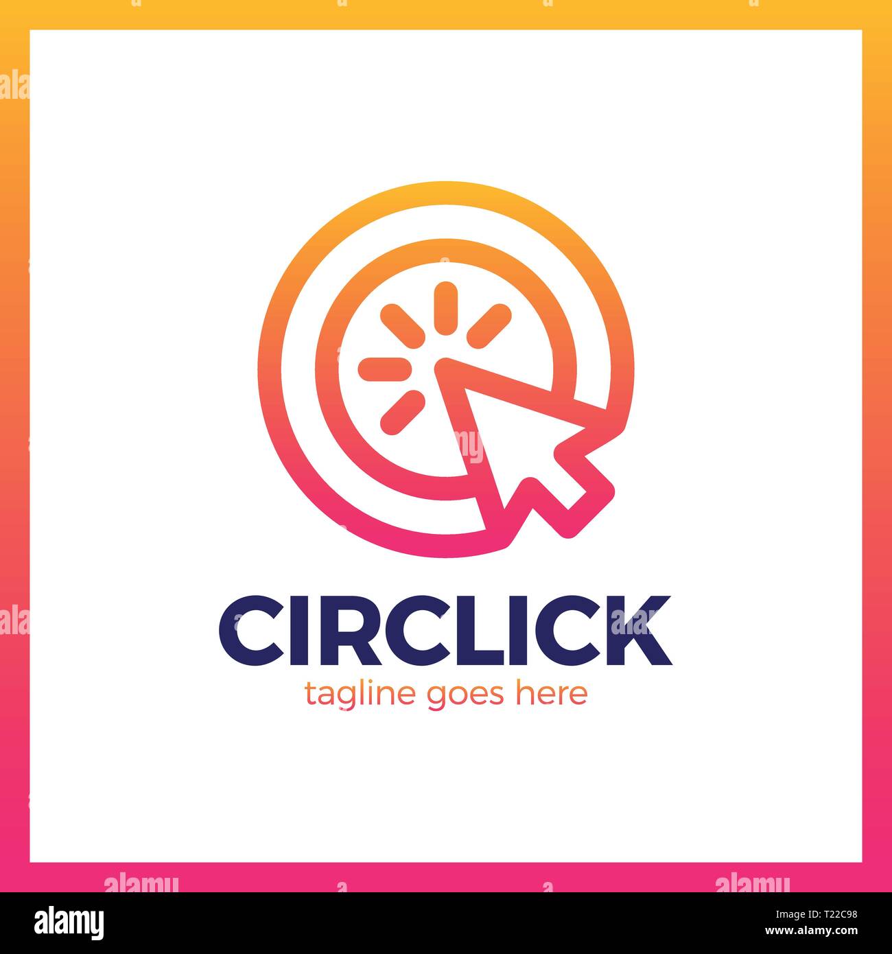 Circle Arrow Click Logo. Line Mouse cursor Logotype Stock Vector Image ...