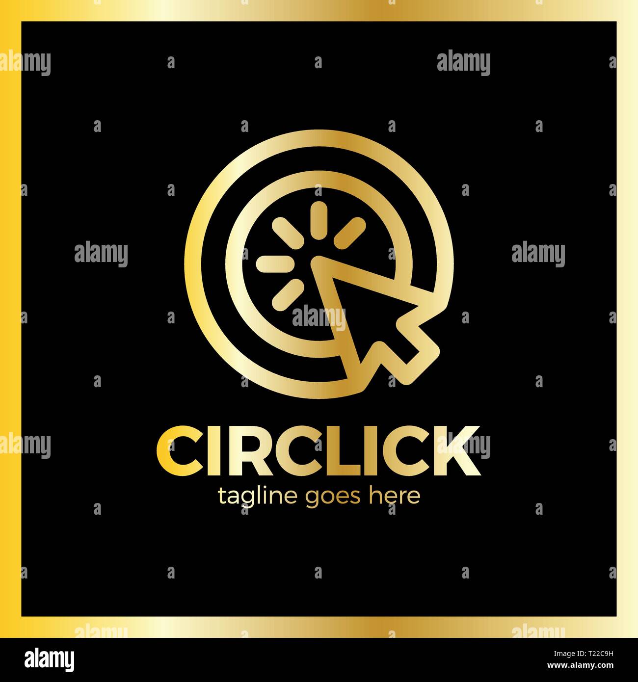Circle Arrow Click Logo. Line Mouse cursor Logotype. Luxury, royal ...