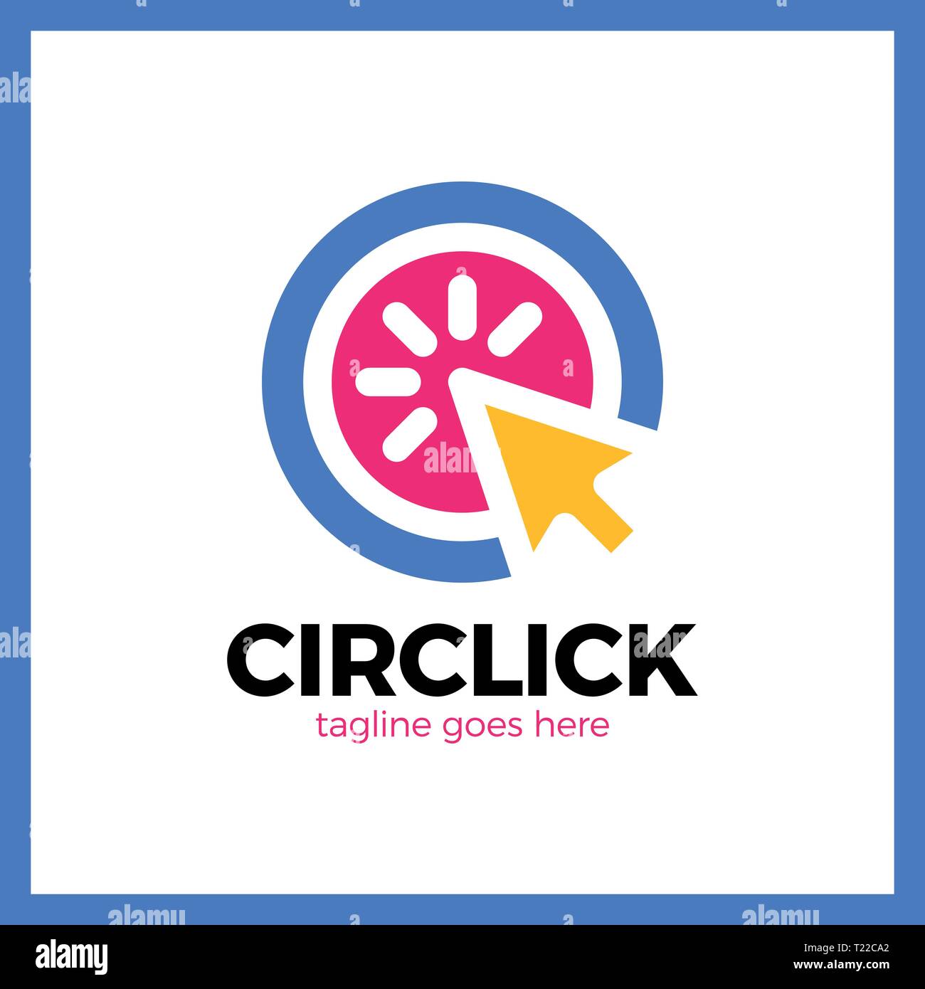 Circle Arrow Click Logo. Line Mouse cursor Logotype Stock Vector Image ...
