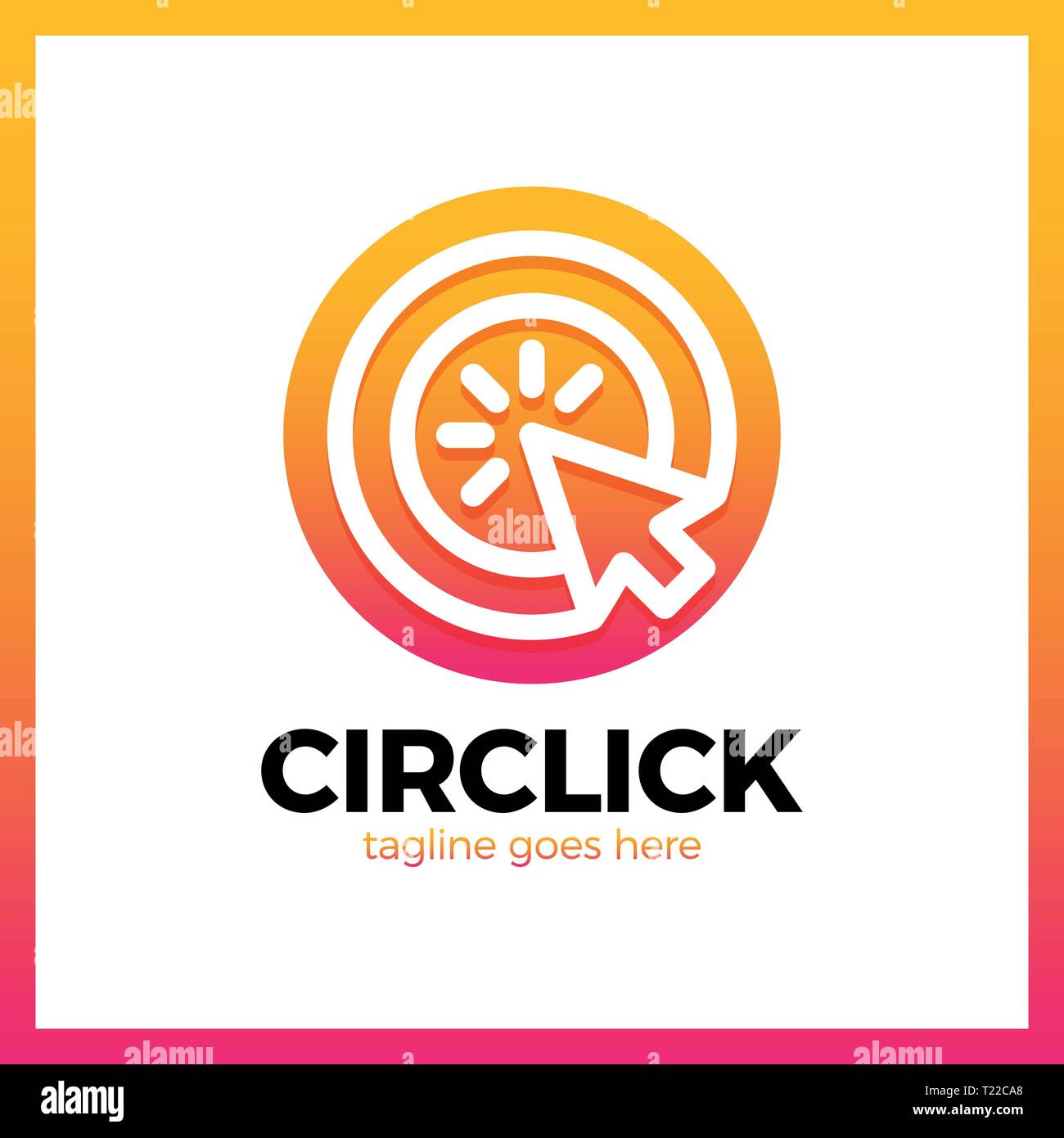 Circle Arrow Click Logo. Line Mouse cursor Logotype Stock Vector Image ...