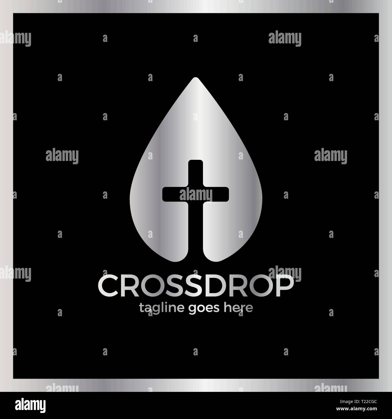 Cross Drop Logo - Christ Blood Logotype. Luxury, royal metal silver ...