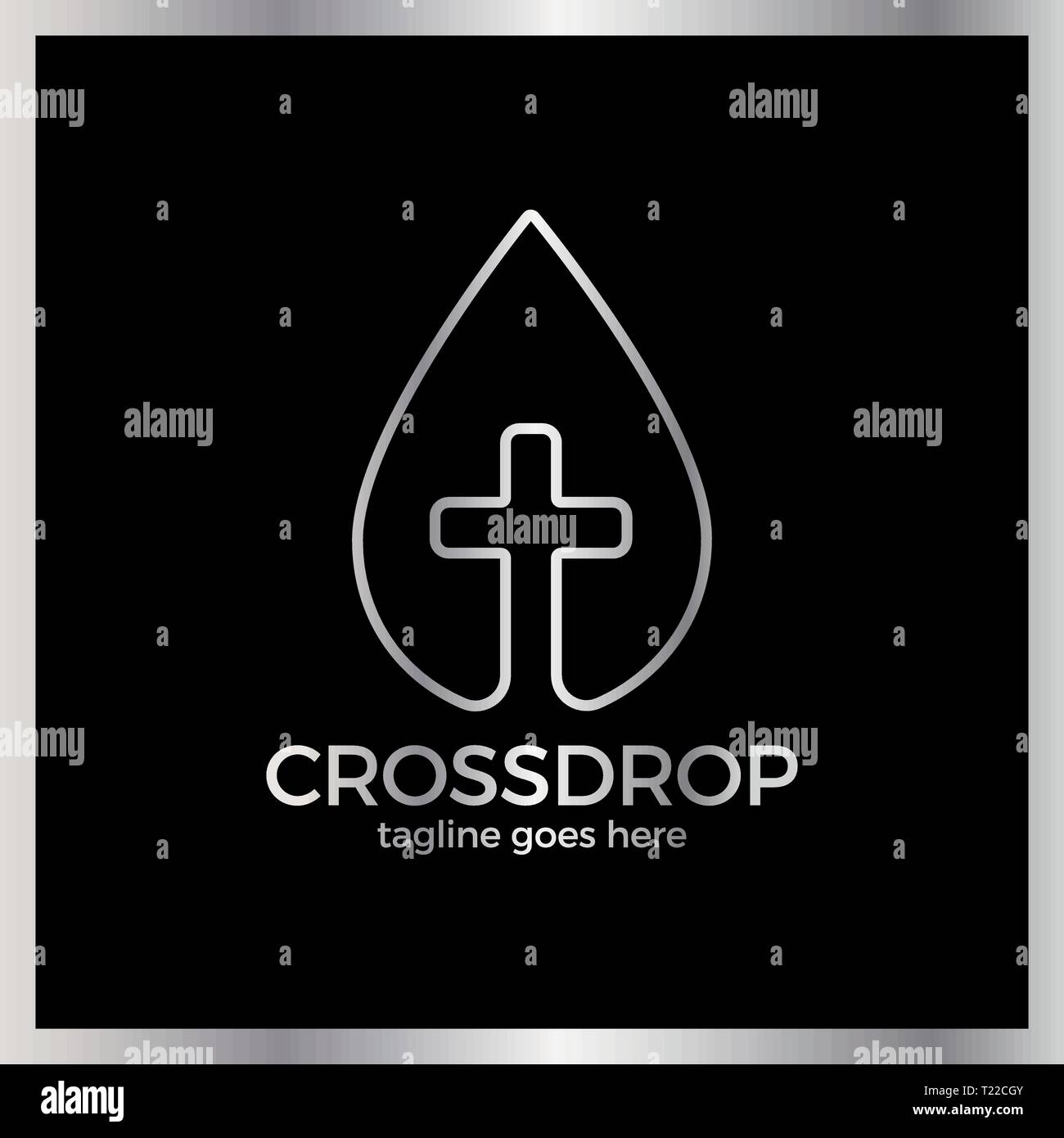 Cross Drop Logo - Christ Blood Logotype. Luxury, royal metal silver ...