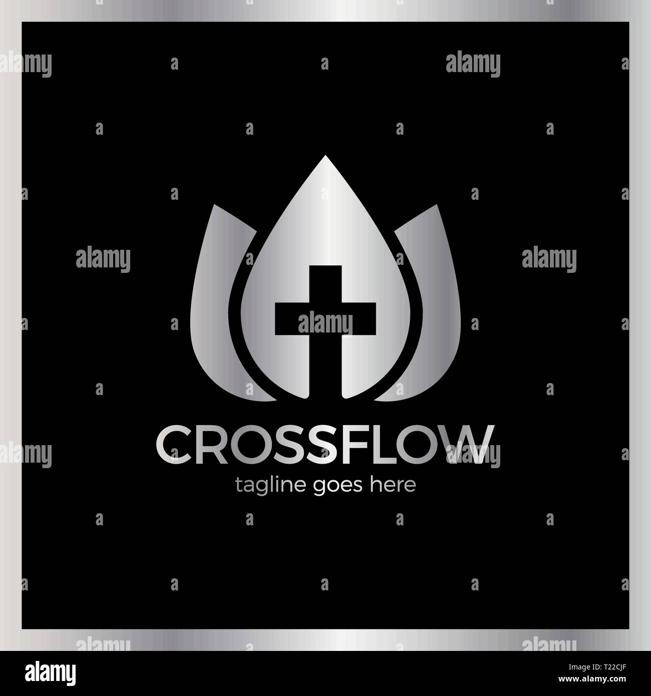 Flower Crown Cross Logo - Church Calvary. Luxury, royal metal silver ...