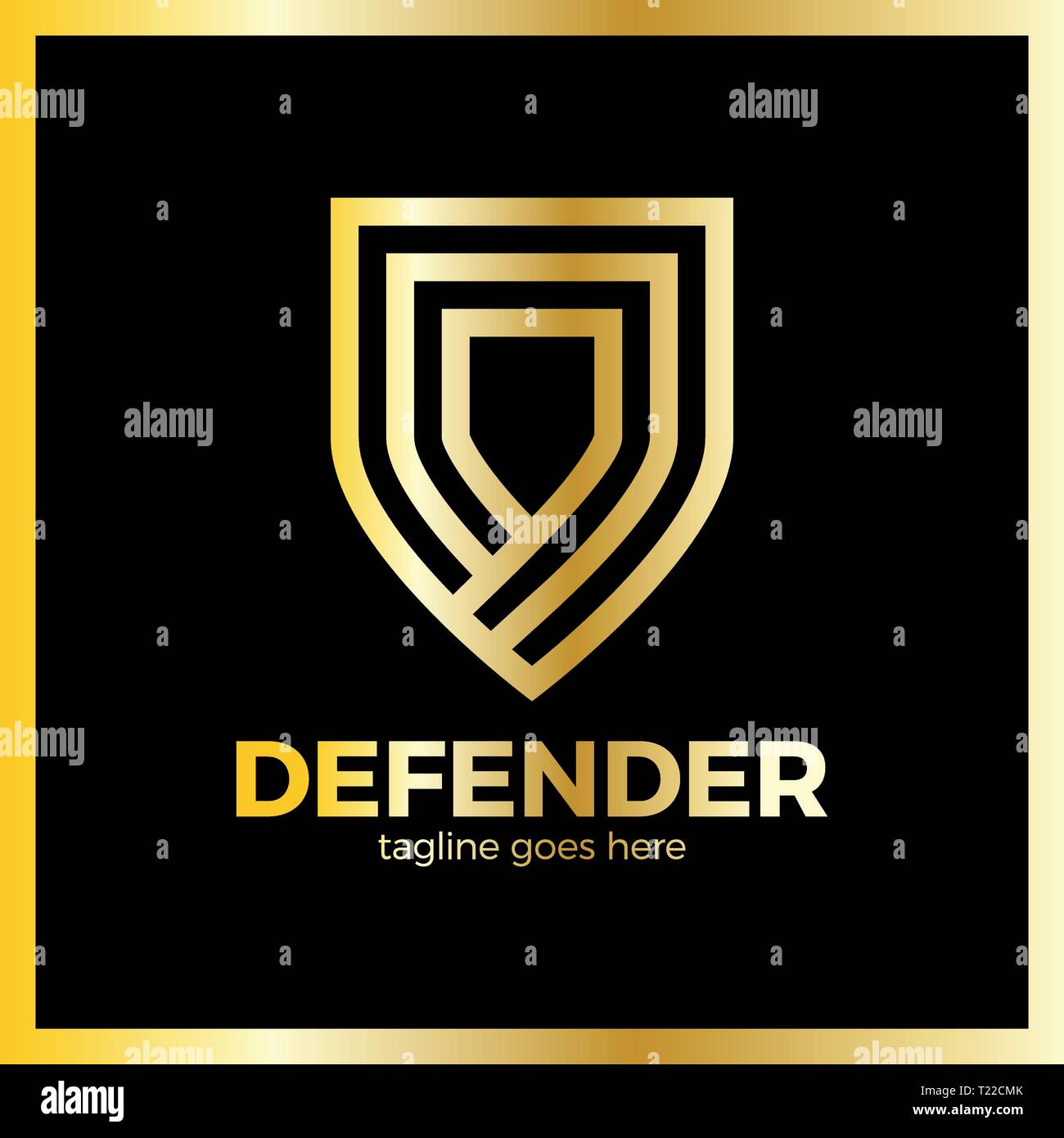 Line Shield Logotype. Three Outline Defense Logo. Luxury, royal metal ...
