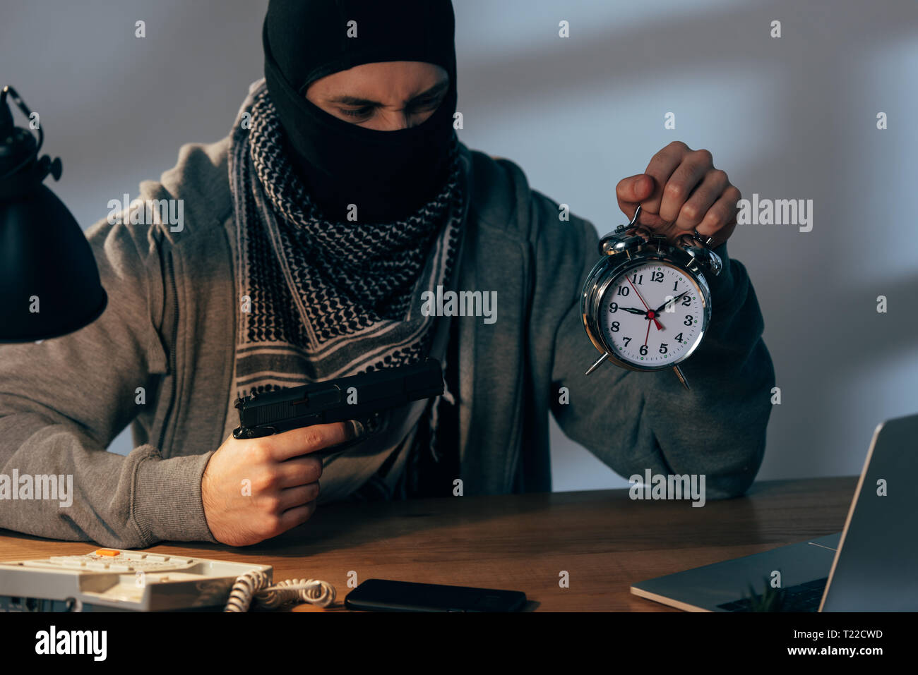 Angry man alarm clock in hi-res stock photography and images - Alamy