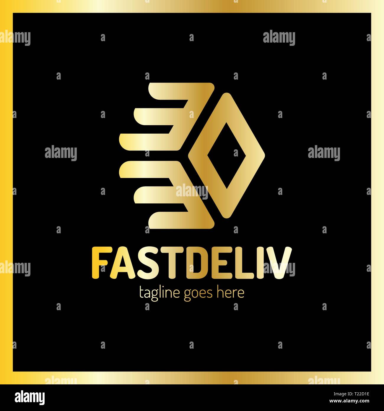Fast Delivery Logo. Hexa Arrow Logotype. Luxury, royal metal gold Stock ...