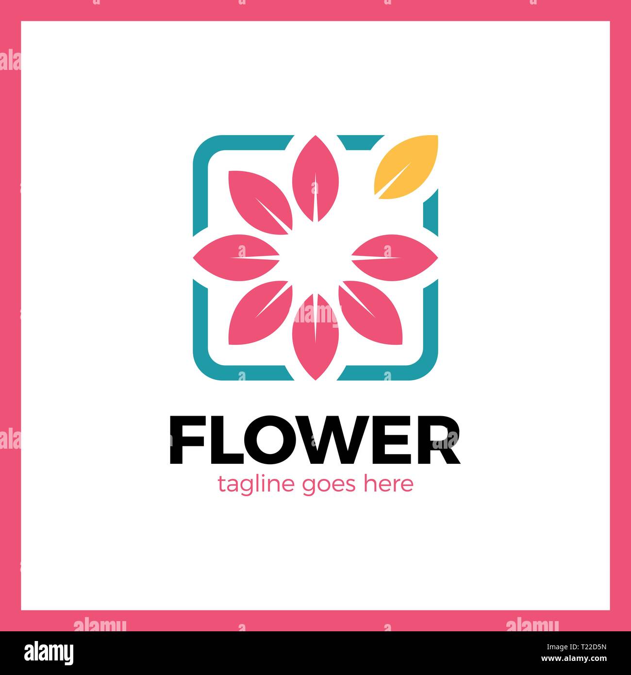 Flower In Square Frame Logo. Outline Media Nature Stock Vector Image ...
