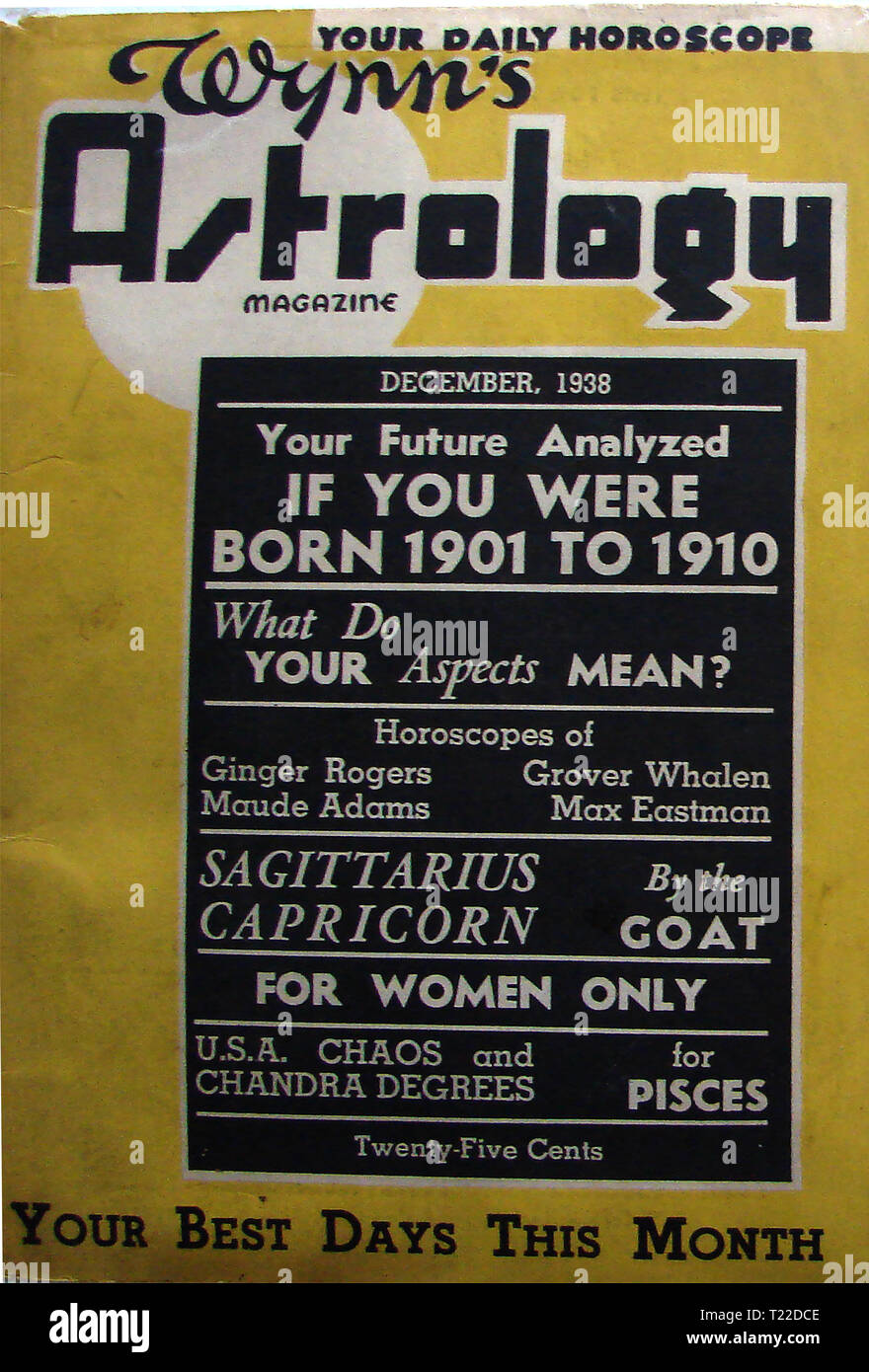 The cover of Wynn's Astrology Magazine December 1938 ("Wynn" was Sydney ...