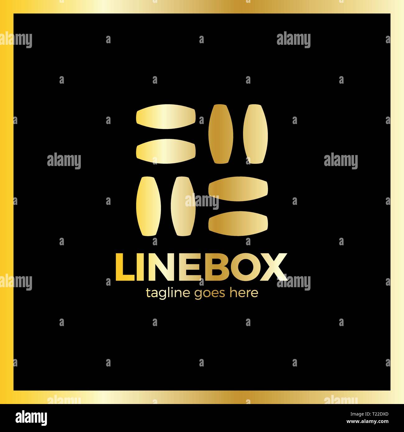 Eight Line Box Square Logotype. Luxury, royal metal gold Stock Vector ...
