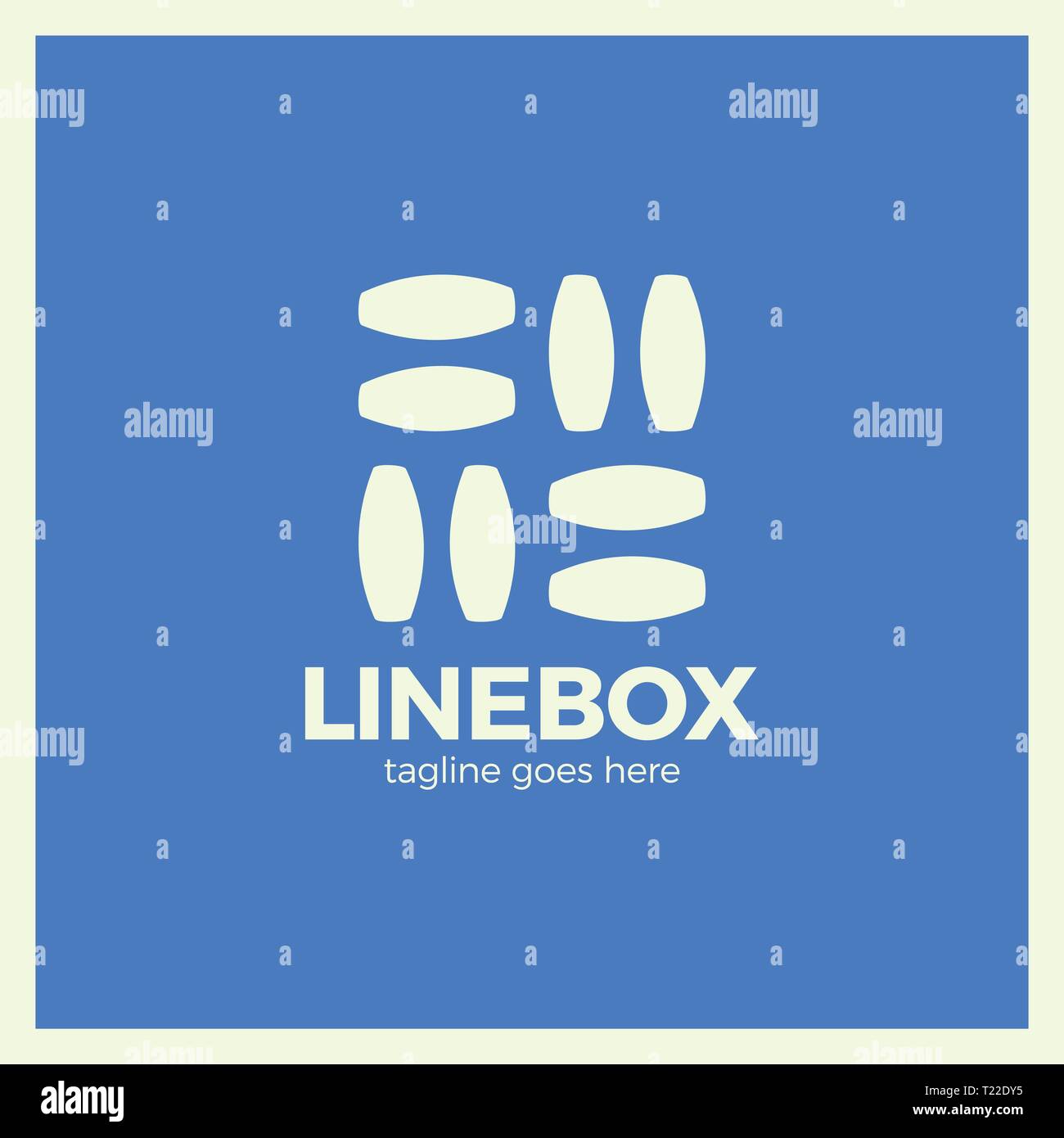 Eight Line Box Square Logotype. Blue Background Stock Vector Image ...