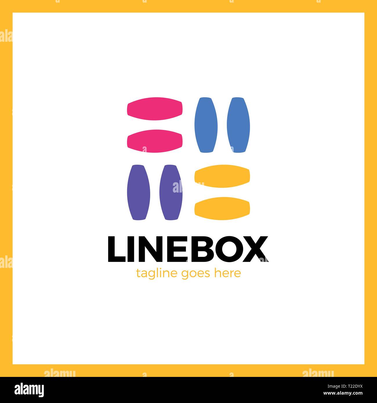 Eight Line Box Square Logotype Stock Vector Image & Art - Alamy