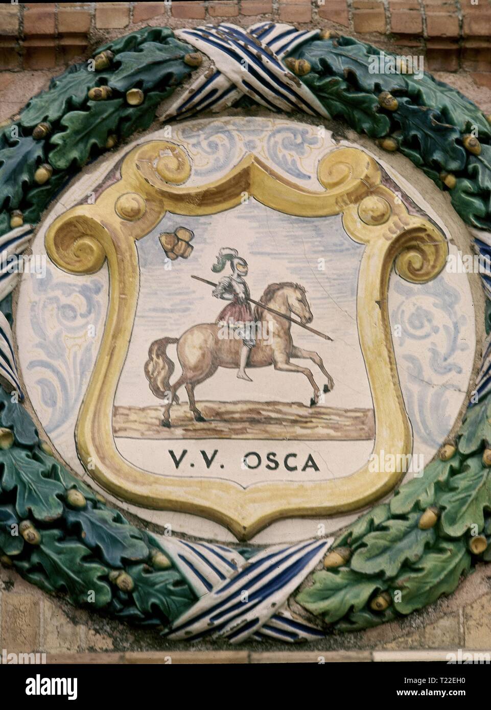 ESCUDO DE HUESCA - MOSAICO DE LA PLAZA DE ESPAÑA DE SEVILLA - SIGLO XX ...