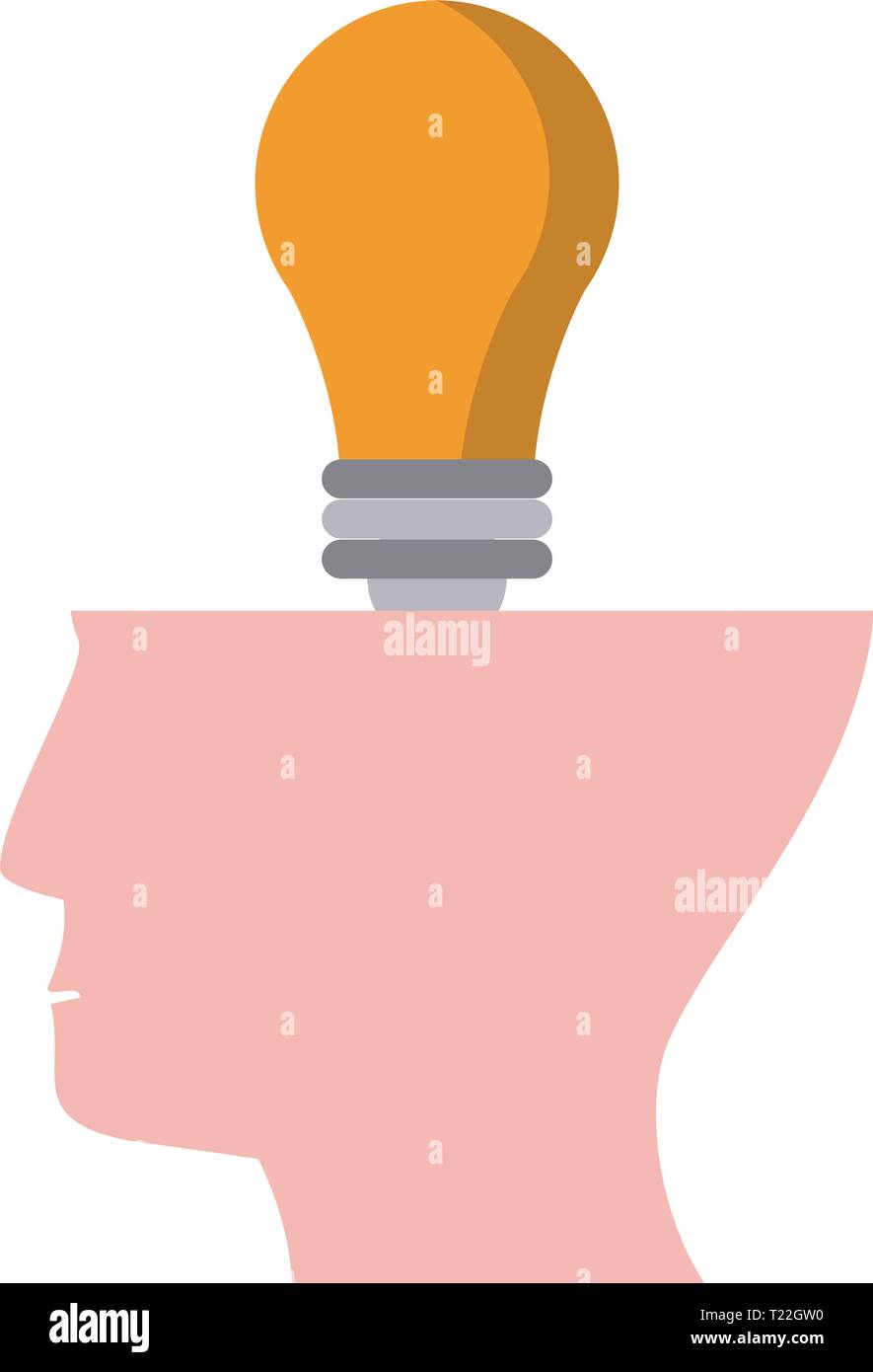 Head with bulb light symbol Stock Vector Image & Art - Alamy