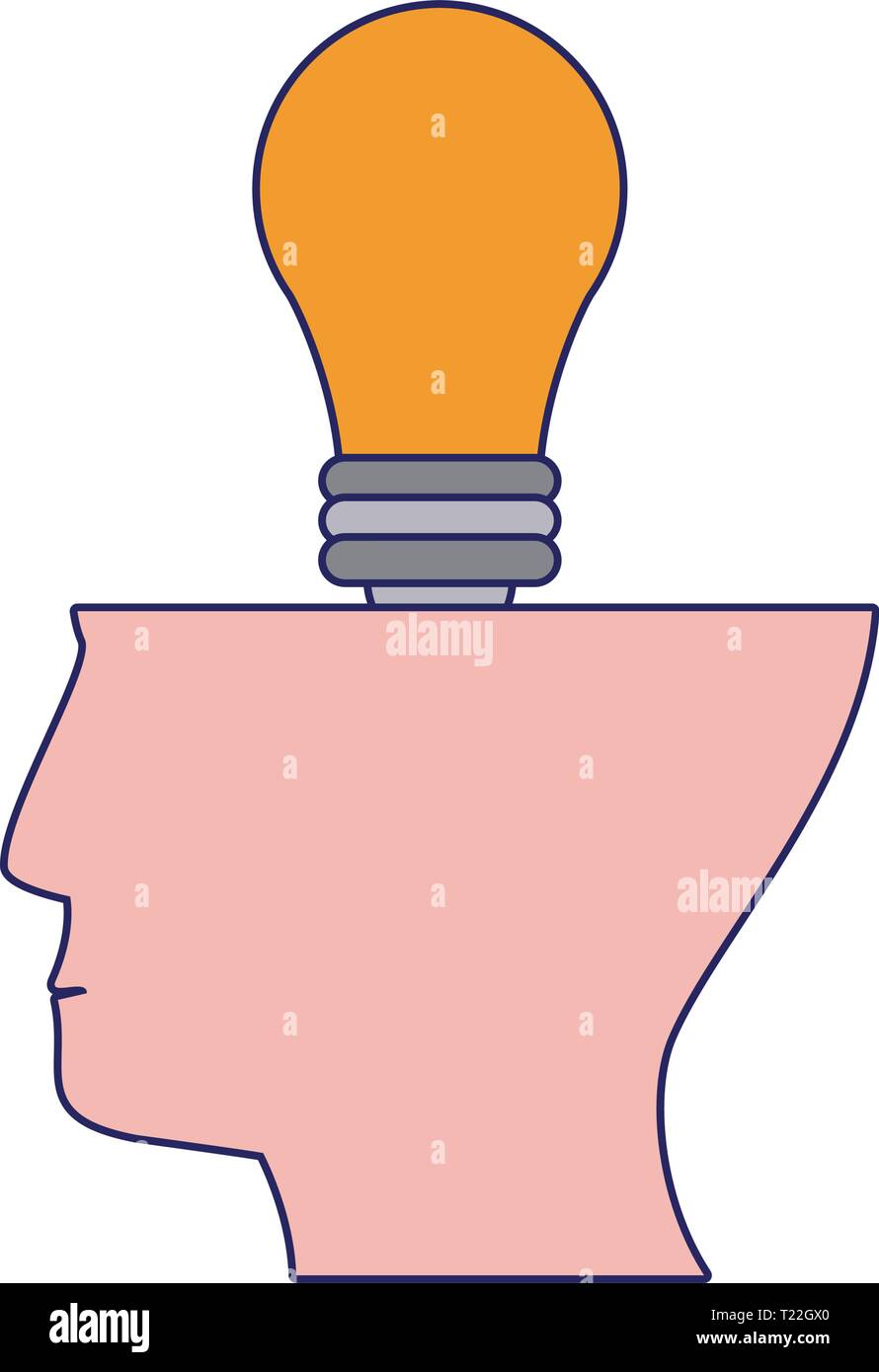 Head with bulb light symbol Stock Vector Image & Art - Alamy