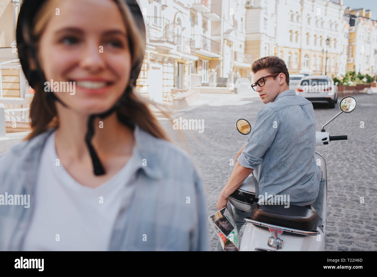 Man Standing Behind Motorcycle High Resolution Stock Photography and ...
