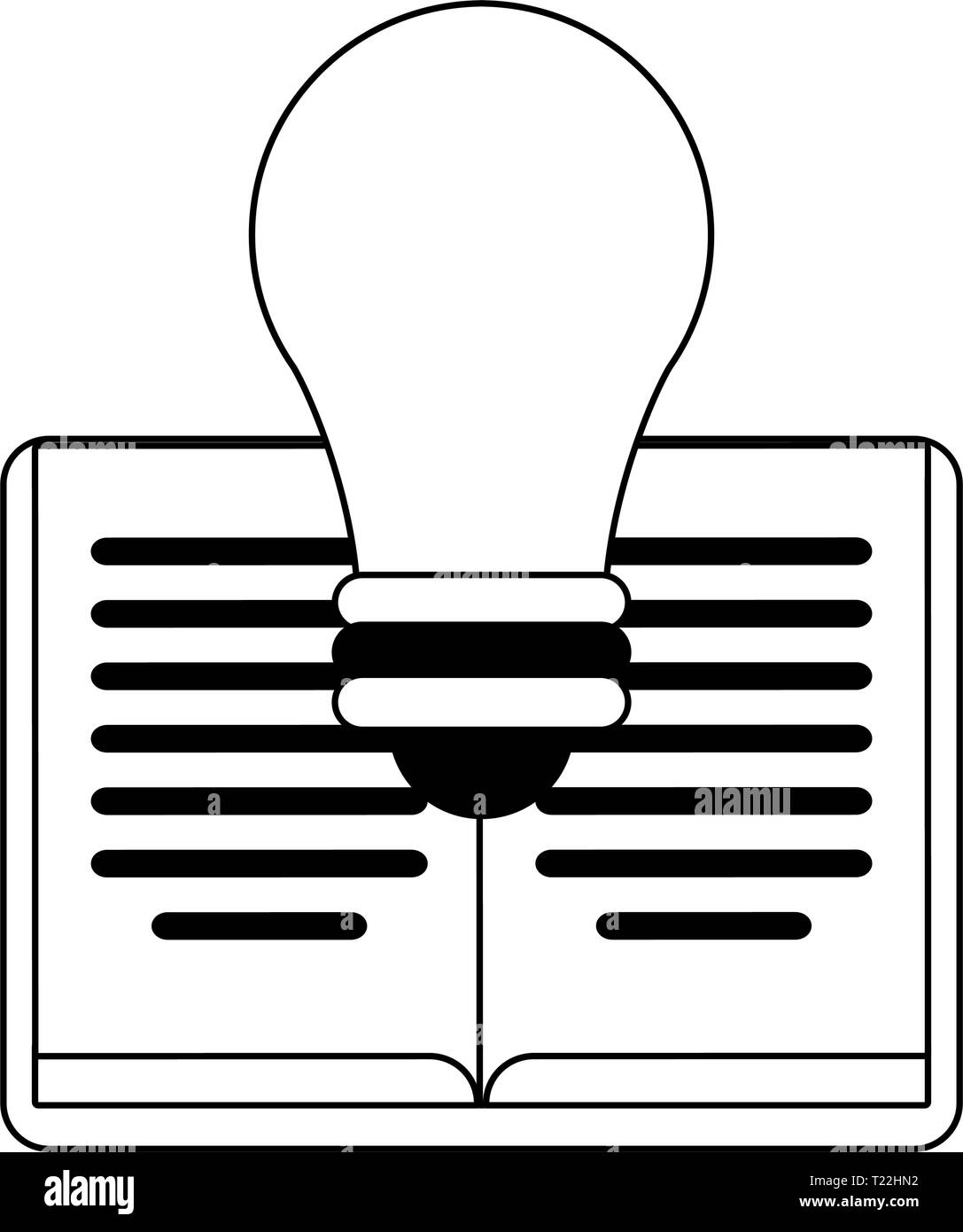 Book and bulb light symbol in black and white Stock Vector Image & Art ...
