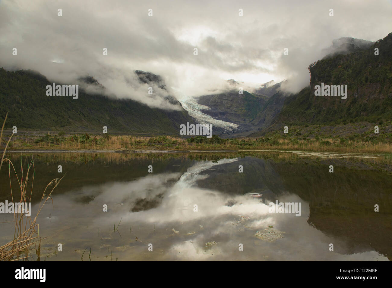 View of Michinmahuida and its glacier, Pumalin National Park, Patagonia ...