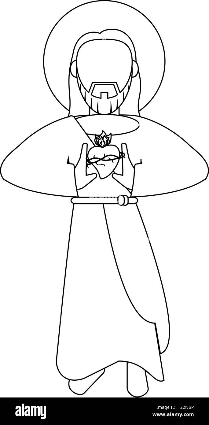 jesuschrist man cartoon in black and white faceless Stock Vector Image ...