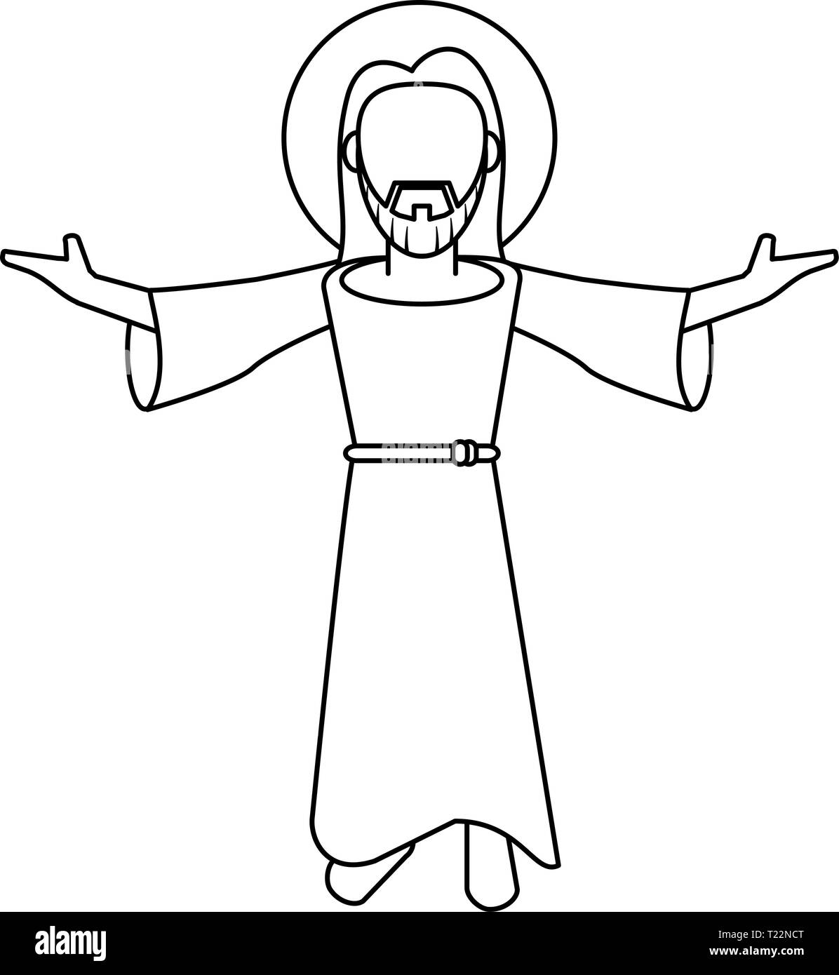 jesuschrist man cartoon in black and white faceless Stock Vector Image ...