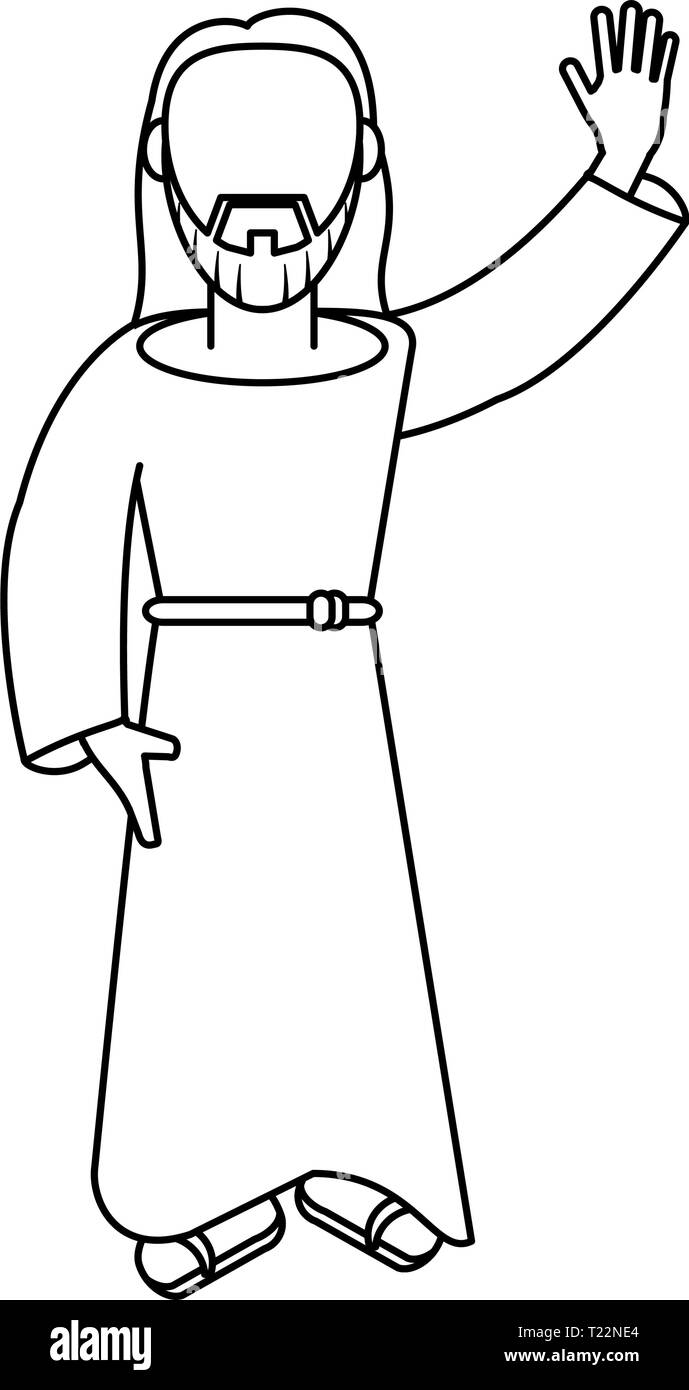 jesuschrist man cartoon in black and white faceless Stock Vector Image ...