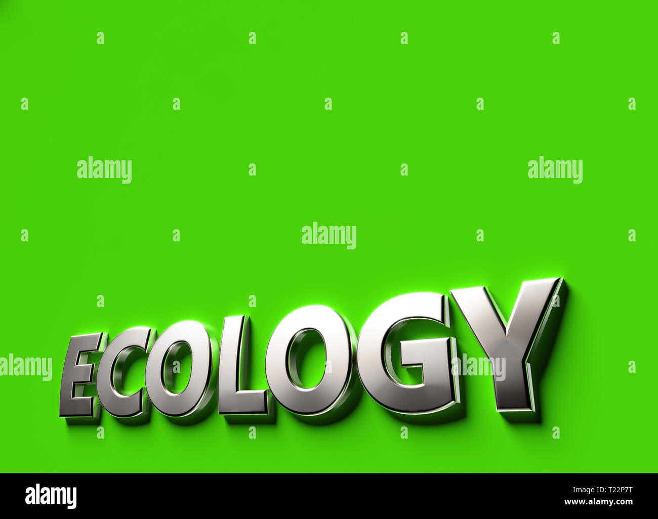 Ecology word as 3D sign or logo concept placed on green surface with ...