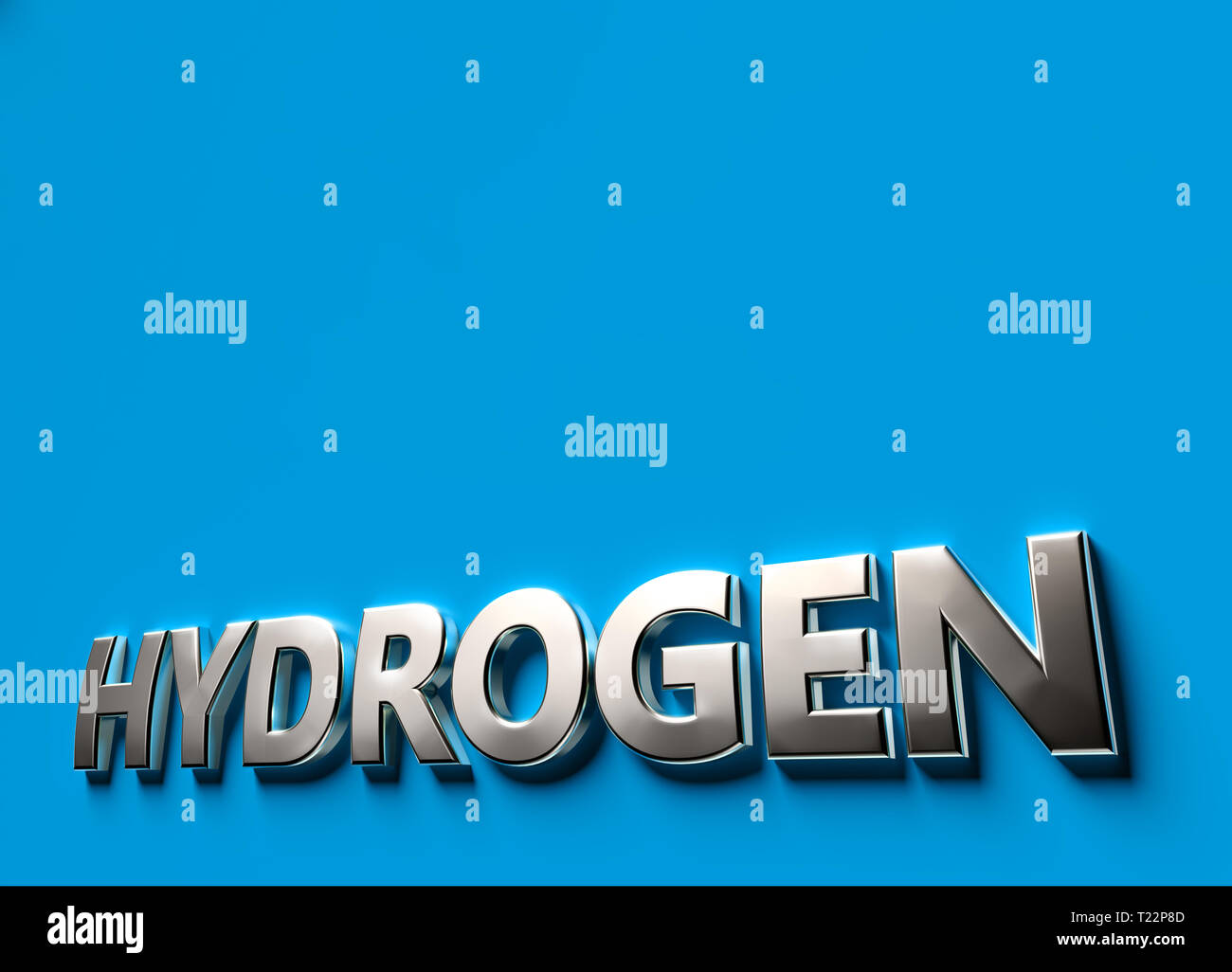 Hydrogen 3D sign or logo concept placed on blue surface with copy space ...