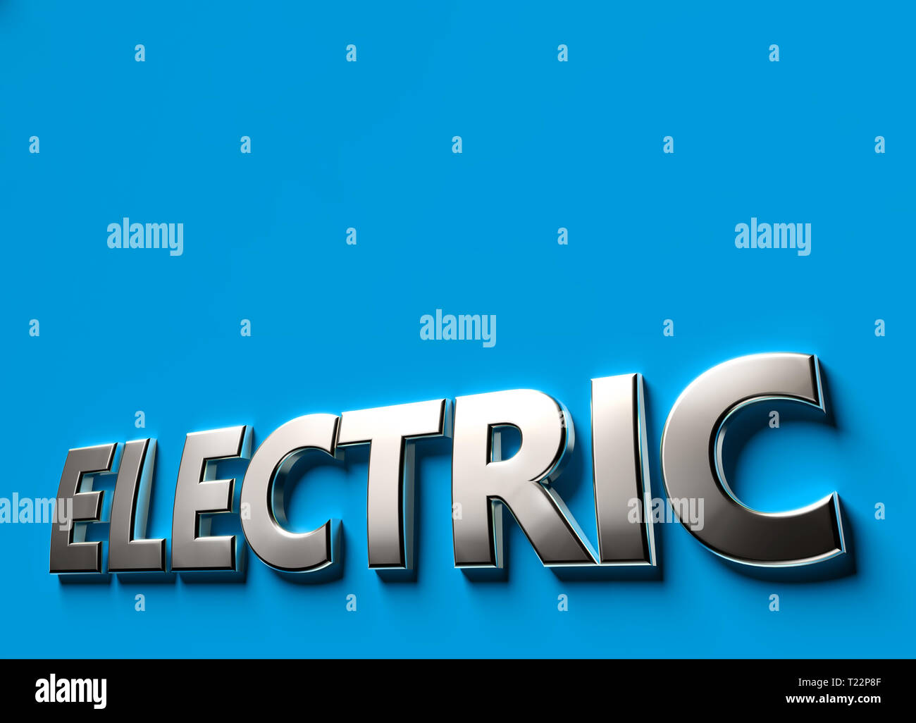 Electric word as 3D sign or logo concept placed on blue surface with ...