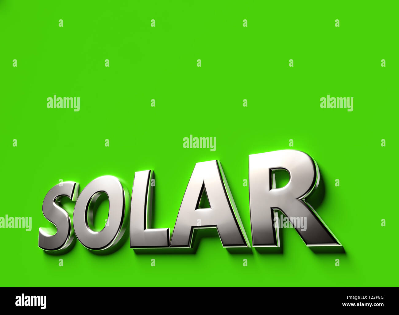 Solar word as 3D sign or logo concept placed on green surface with copy ...