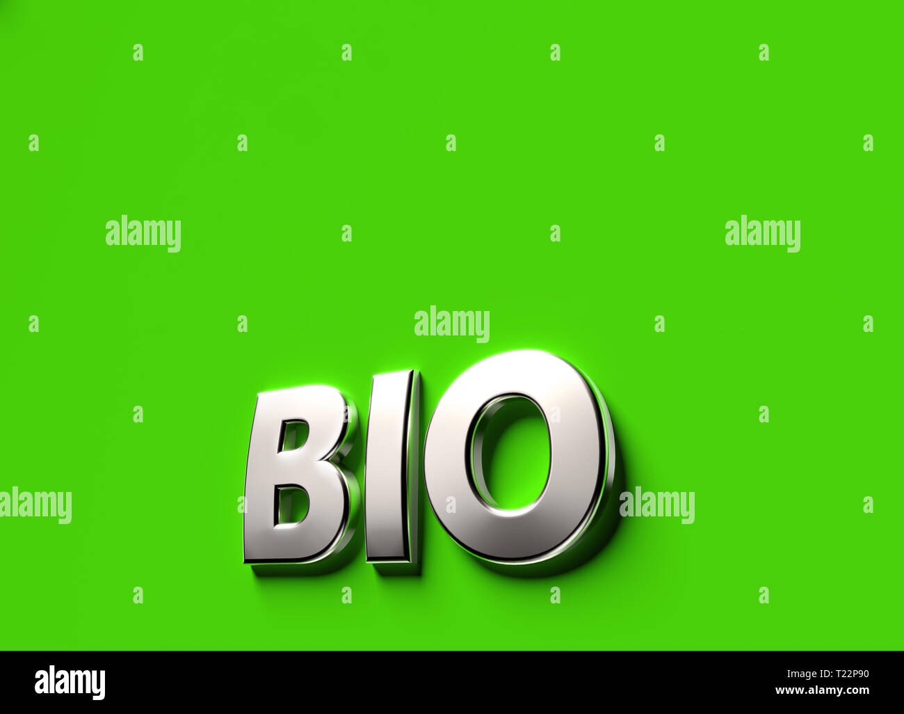 Bio word as 3D sign or logo concept placed on green surface with copy ...