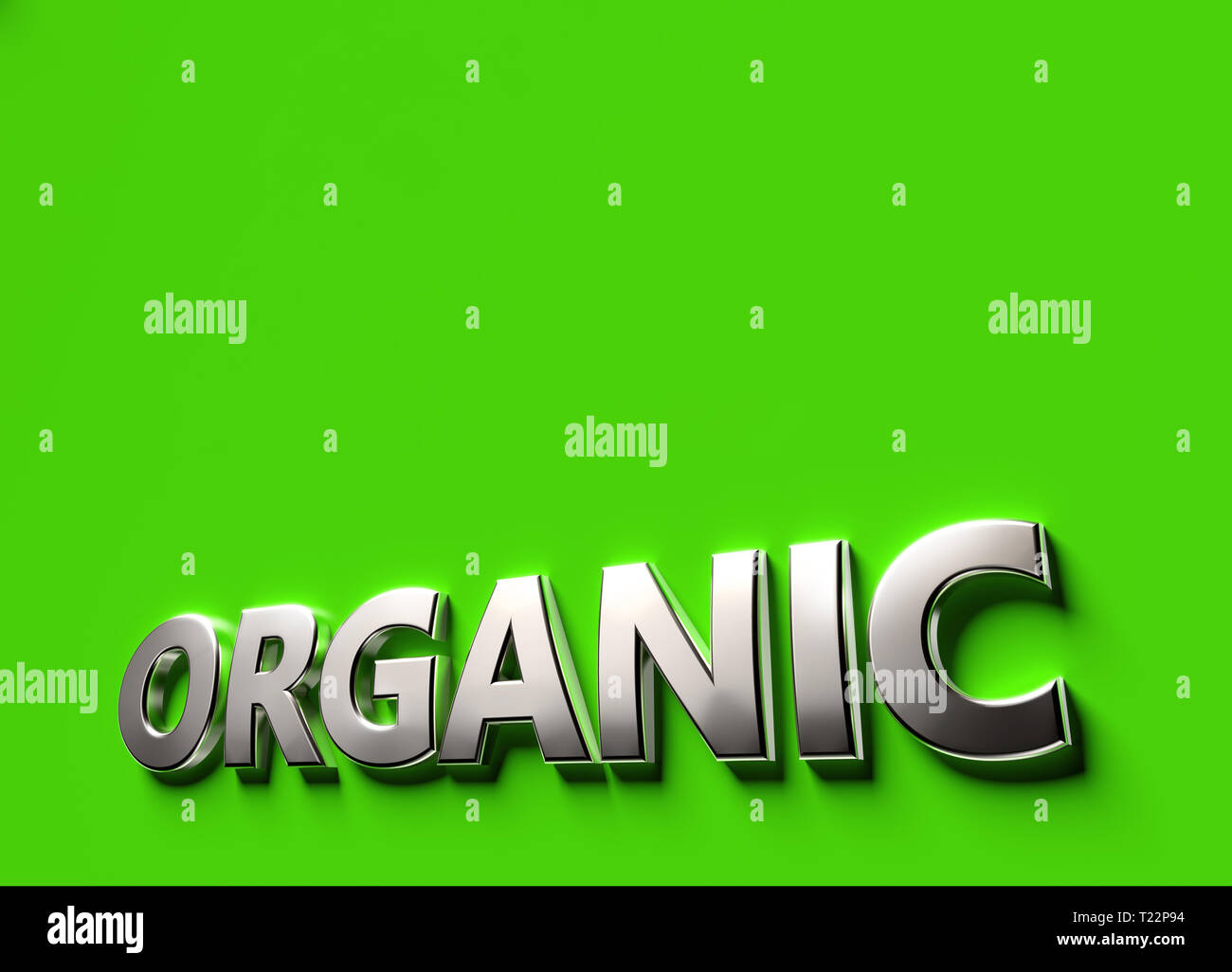 Organic word as 3D sign or logo concept placed on green surface with ...