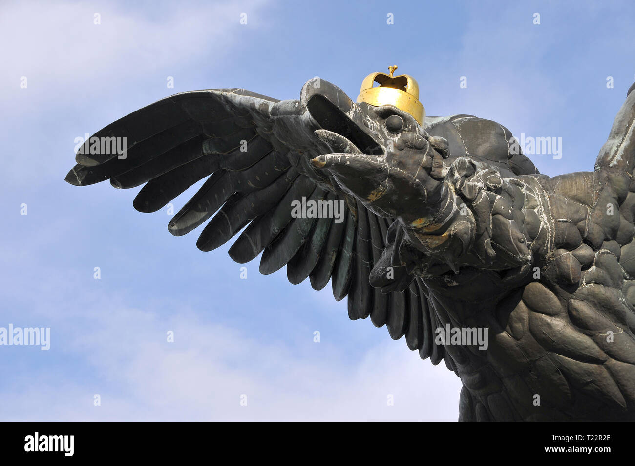 Turul bird statue on the mountain, Tatabanya, Hungary. Turul szobor ...