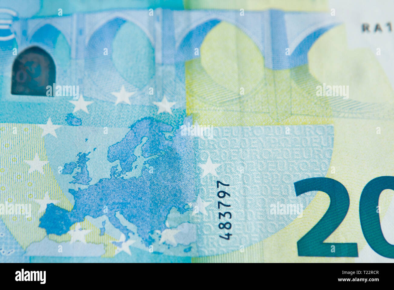 closeup of new banknote of twenty euros background Stock Photo - Alamy
